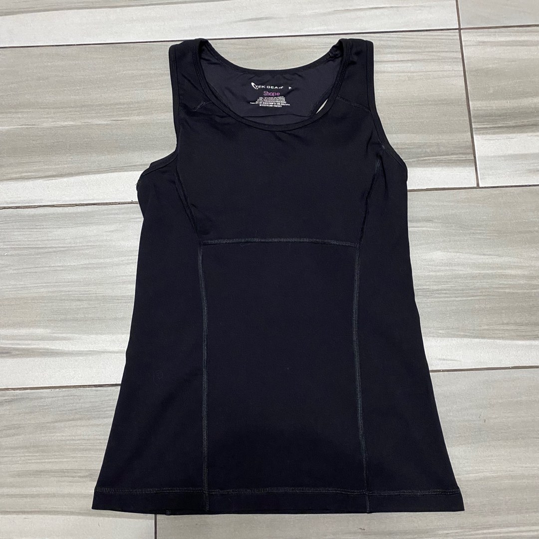 Tek Gear Shape Black Zumba Workout Gym Fitted Sando Tank Top with Built ...