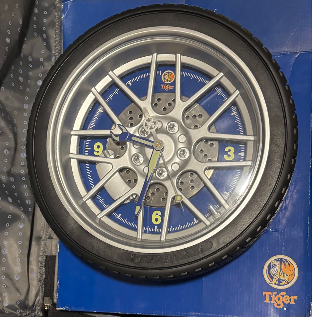 Tiger Beer Clock Tyre, Furniture & Home Living, Home Decor Accessories, Clocks on Carousell
