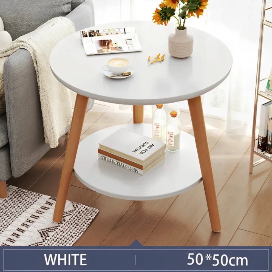 Two Tier Coffee Table | Round Coffee Table | Living Room Table | Center Table Shelf | Tea Table ...