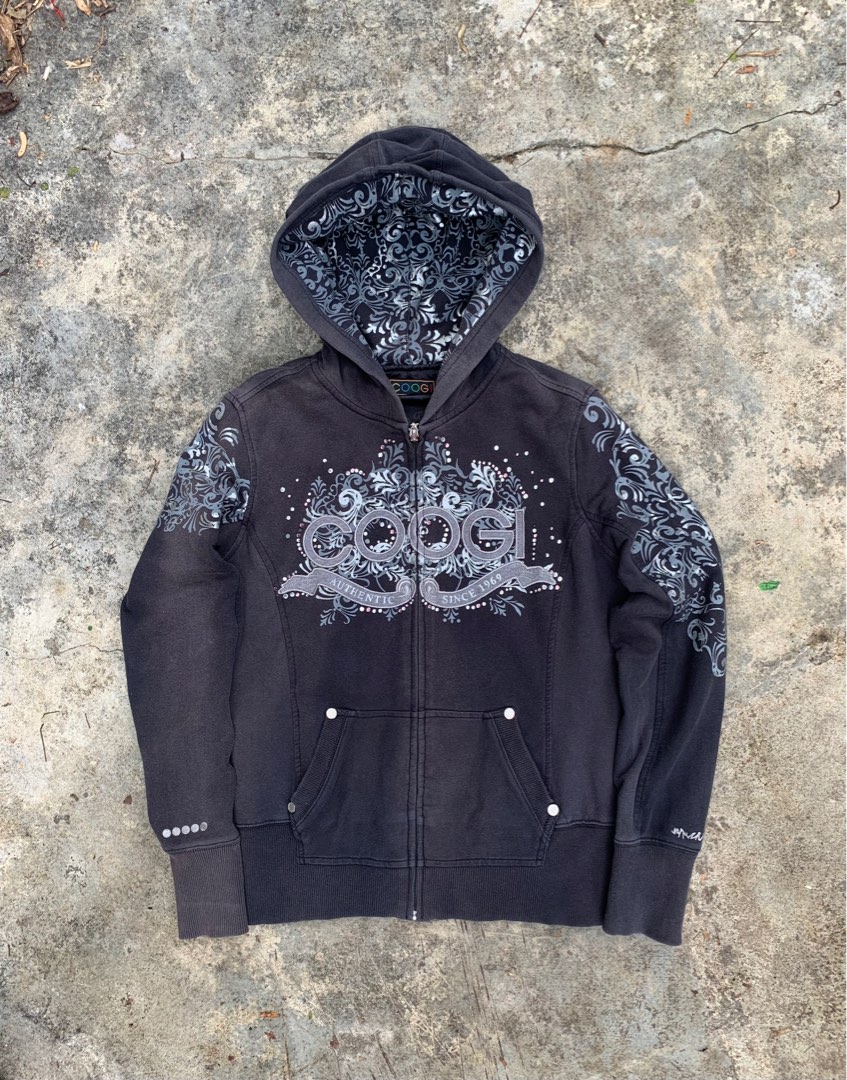 Vintage Coogi Australia Full Zip Up Hoodie Black, Fesyen Wanita ...