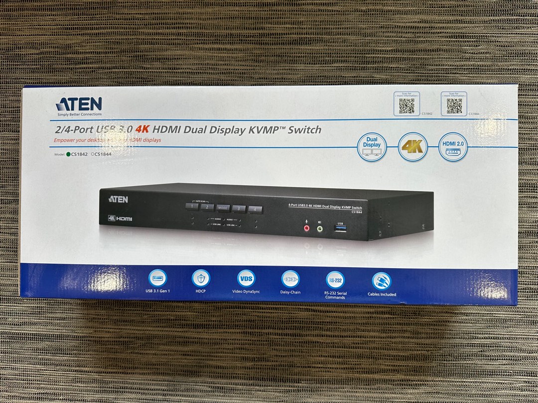 ATEN KVM 2 Port USB3.0 4K HDMI Dual Display KVM Switch, Computers ...