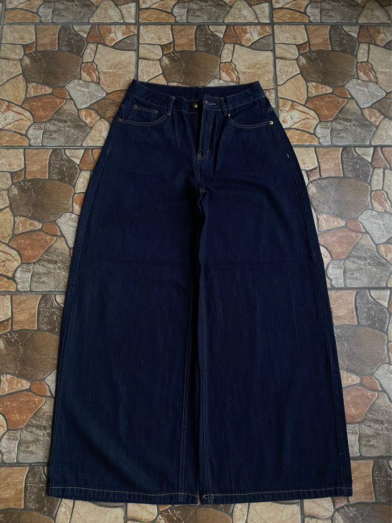 baggy dark blue denim pants, Men's Fashion, Bottoms, Jeans on Carousell