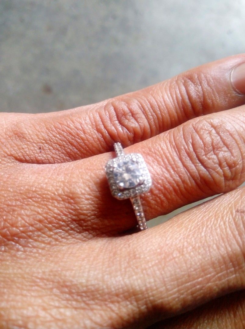 Batu permata putih ikat perak 925 ori like new, Fesyen Wanita ...