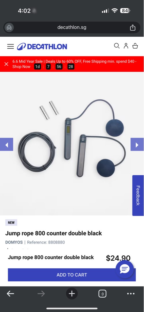 Decathlon Jump Rope 800 Counter Double Grey, Health & Nutrition, Health Supplements, Sports ...