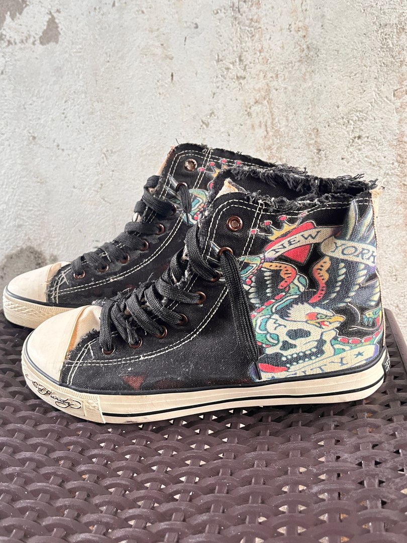 Ed hardy graphic canvas highcut, Men's Fashion, Footwear, Sneakers on ...