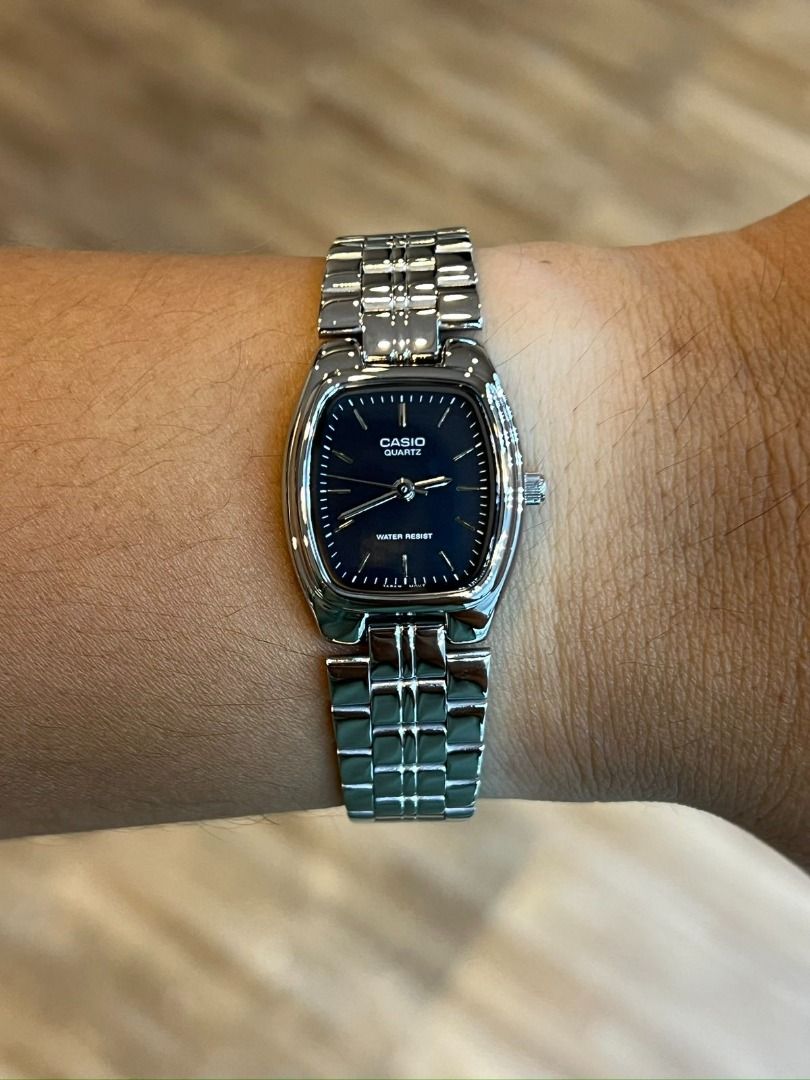 FREE SHIPPING!! ORIGINAL CASIO ANALOG BLACK DIAL STAINLESS STEEL LADIES ...