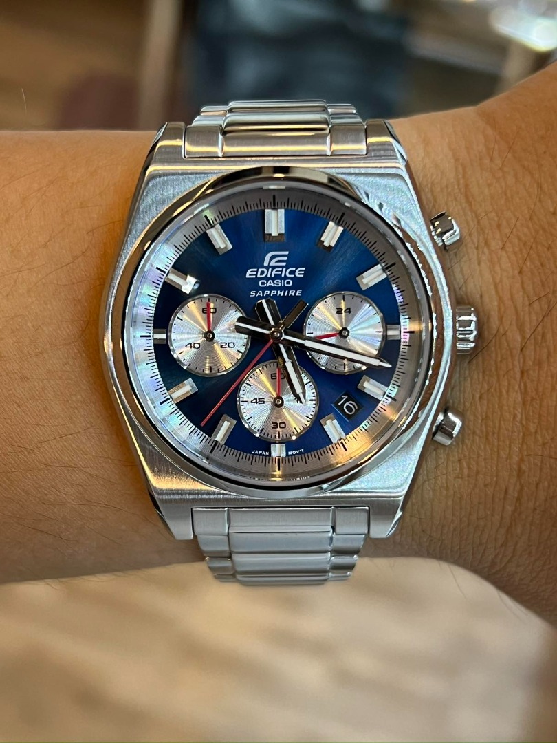 FREE SHIPPING!! ORIGINAL CASIO EDIFICE BLUE DIAL STAINLESS STEEL WATCH ...