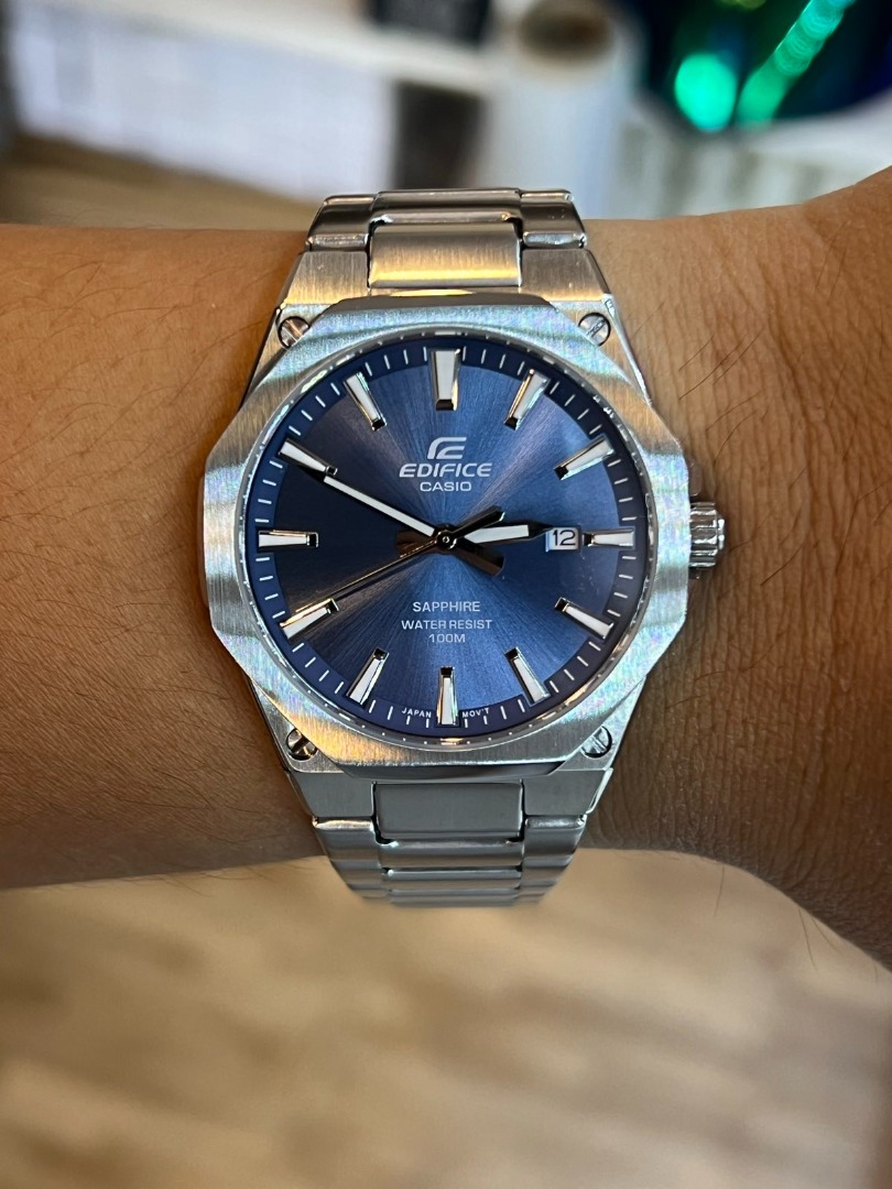 FREE SHIPPING!! ORIGINAL CASIO EDIFICE BLUE DIAL STAINLESS STEEL WATCH ...