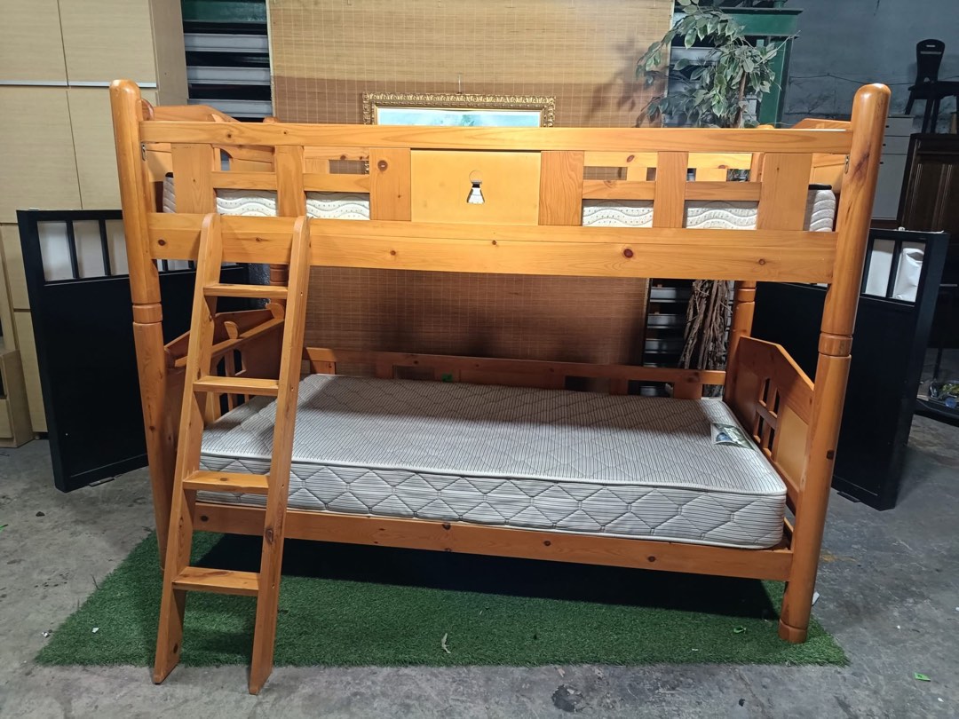 GRANZ solid Wood Double Deck Bedset Heavy pinewood, Furniture & Home ...