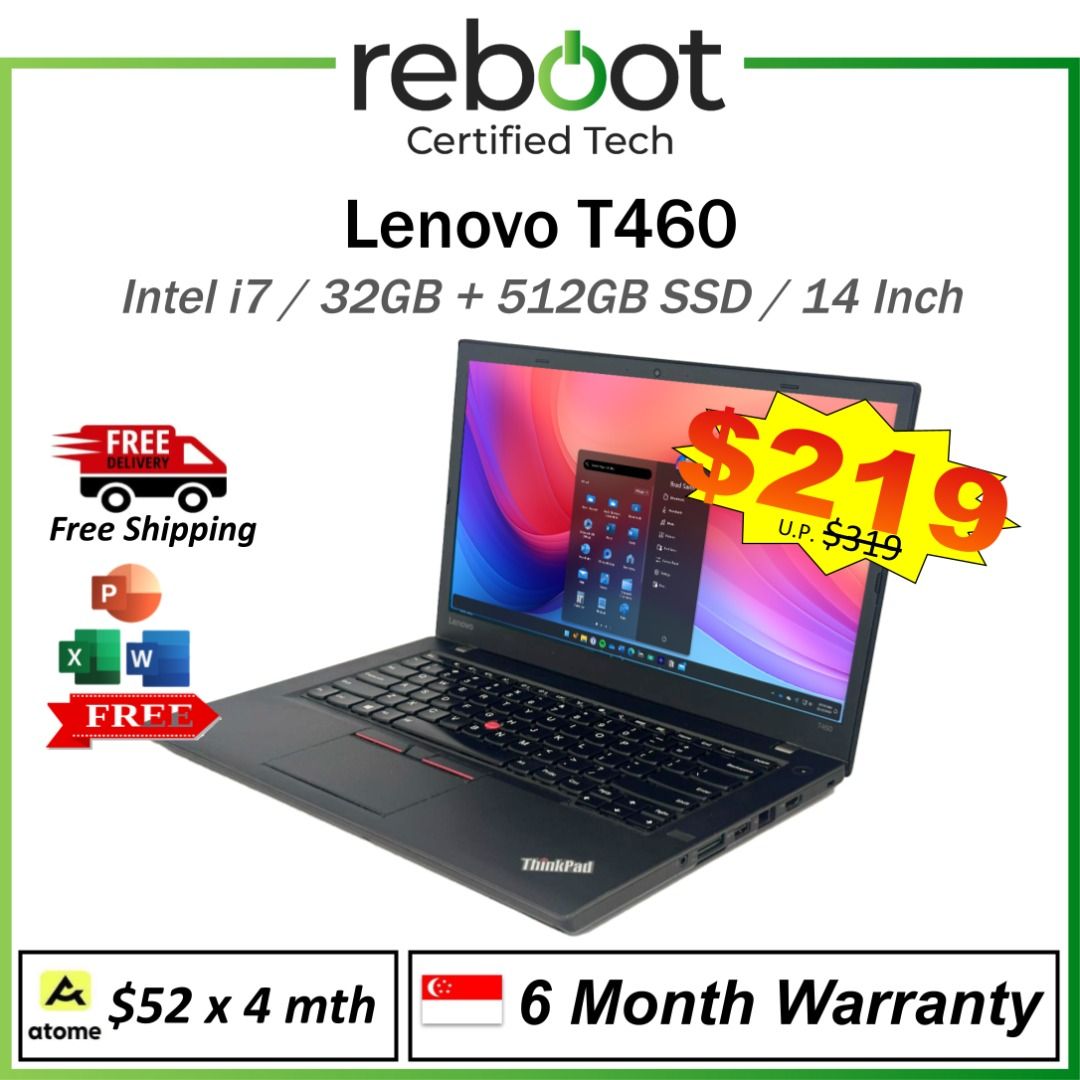 Lenovo 14 Inch i7 Laptop (T460)- 16GB RAM + 512GB SSD - Fast Speed ...