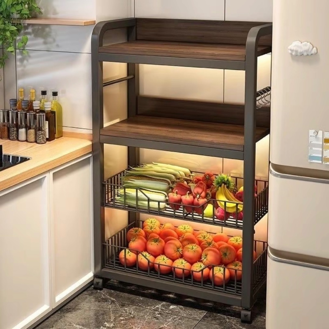 Metal Kitchen Shelf With Baskets | Vegetable Storage Rack | Heavy Duty ...