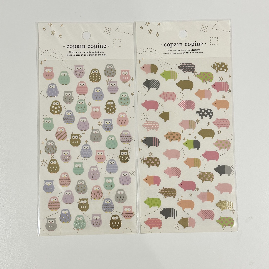Mindwave copain copine Owl & Pig Stickers [From Japan], Hobbies & Toys ...