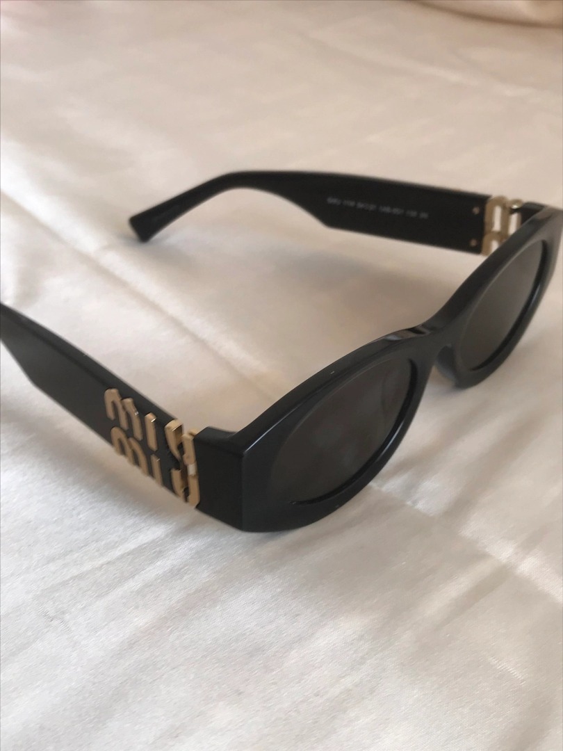MIU MIU logo decorative panel frame elliptical sunglasses, Women's ...