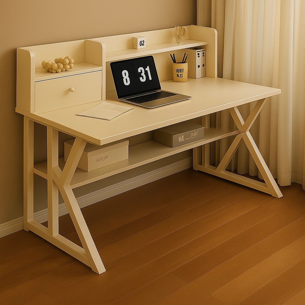 Modern Workstation Writing Desk | Wide Study Table With Storage Drawer | Home Office Computer ...