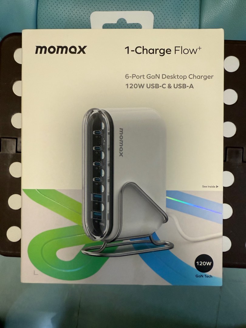 Momax 1-charge flow 6-Port GaN Desktop Charger 120W, 電腦＆科技, 電腦周邊及配件, 電腦 ...