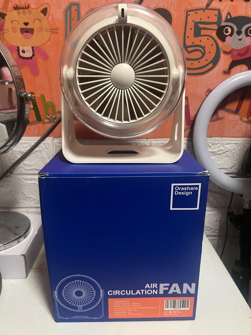 ORASHARE D03 Air Circulation Desk Fan (ROCK WHITE), Furniture & Home ...