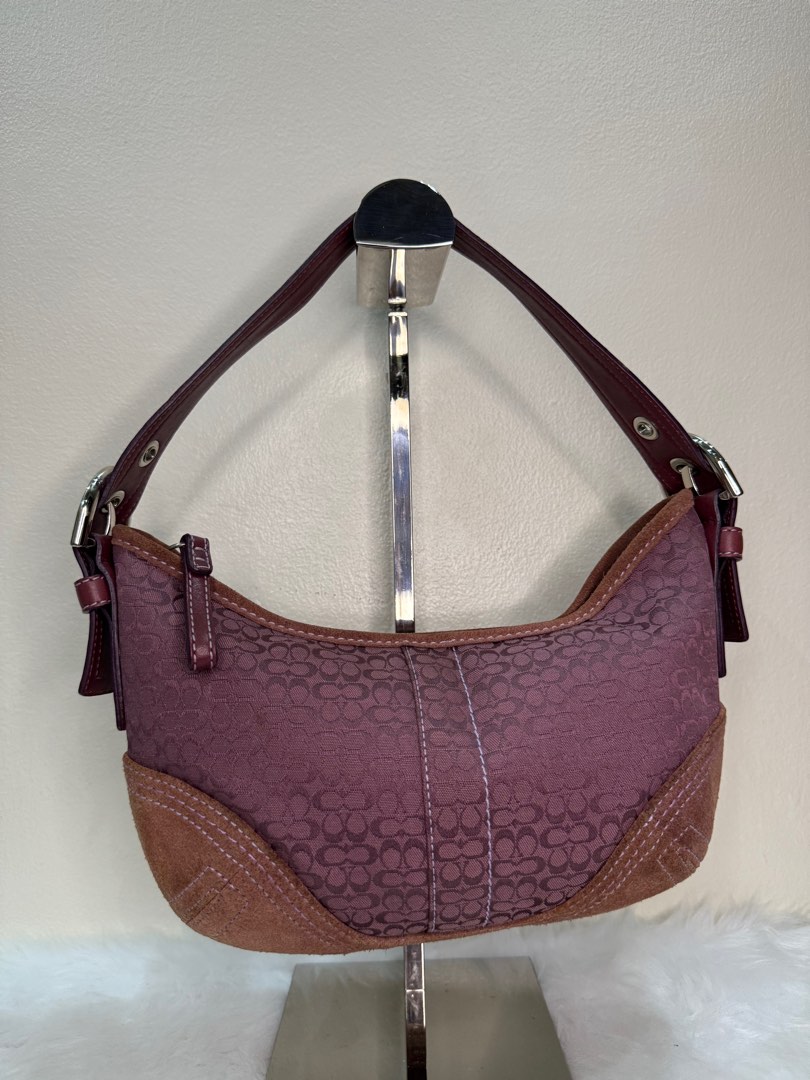 Rare COACH Mini Hobo in Mauve signature canvas and suede vintage ...