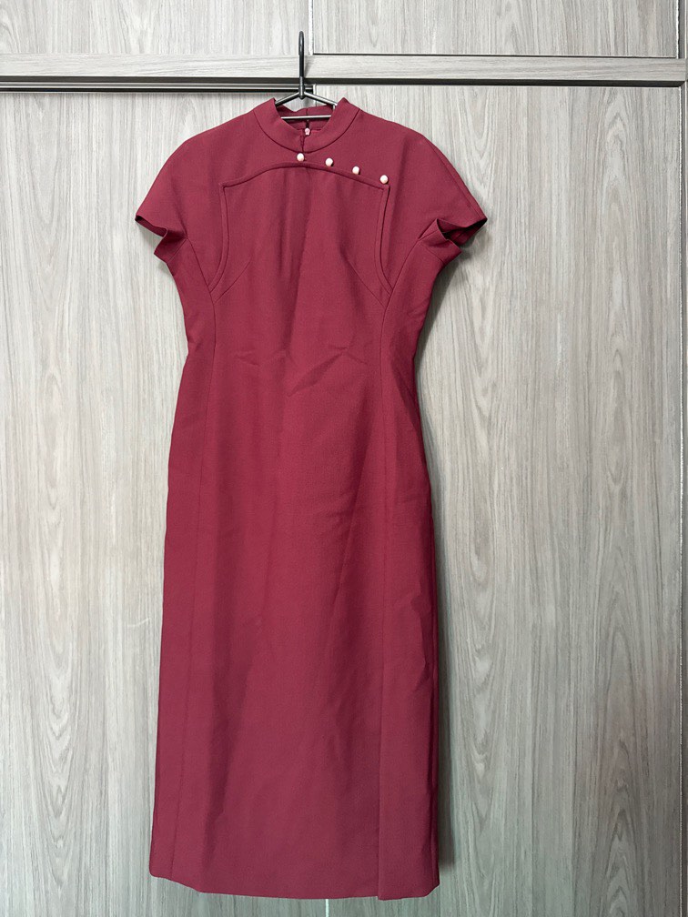 SaturdayClub Cheong Sam Maroon, Women's Fashion, Dresses & Sets, Dresses on Carousell