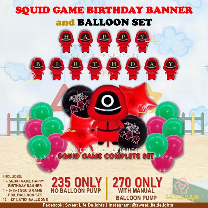 Squid Game Happy Birthday Banner and Balloon Set, Squid Game Balloon ...
