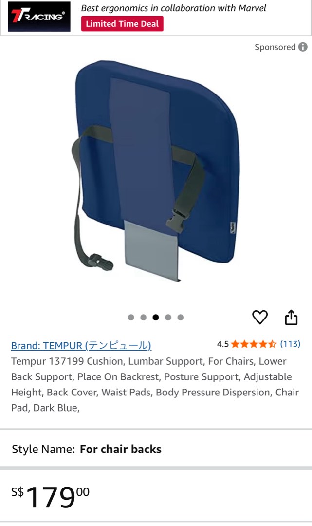 Tempur Lumbar Support Cushion, Health & Nutrition, Braces, Support ...