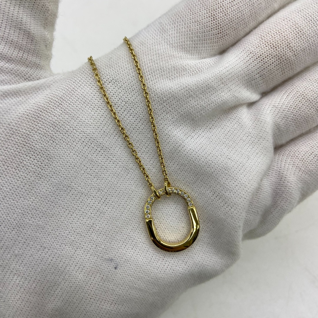 TIFFANY GOLD LOCK SMALL PENDANT DIAMONDS YG750 8.3G NECKLACE ONLY ...