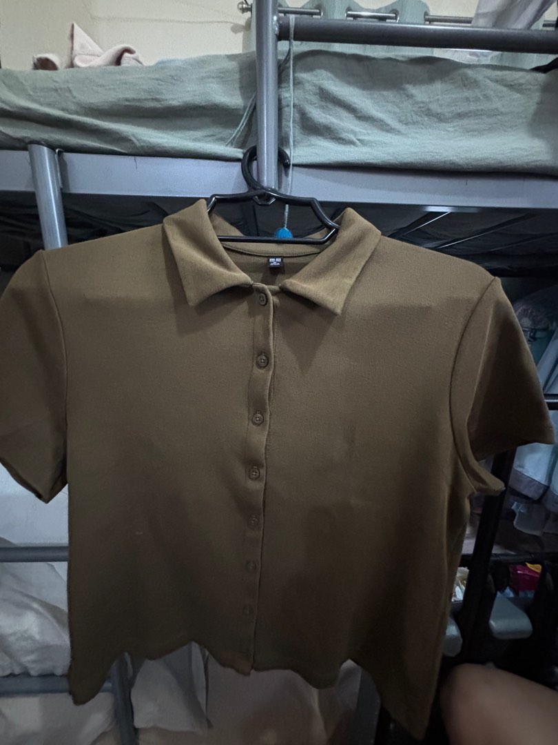 Uniqlo Womens Mini Polo Shirt - Brown - XL, Women's Fashion, Tops ...