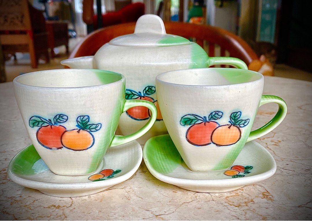 Vintage Japanese Hand-Painted Tea Set – Peaches Motif, Mid-Century ...
