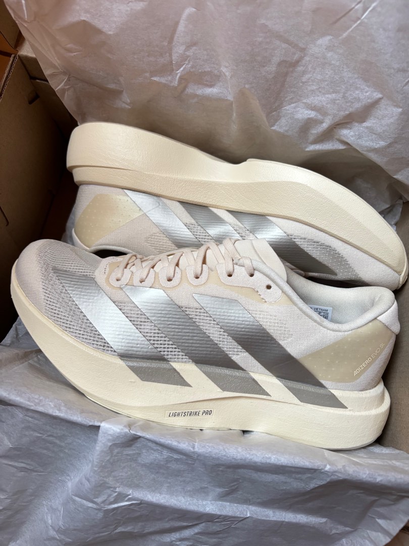 Adidas Adizero Evo SL Wonder White, Fesyen Wanita, Sepatu di Carousell