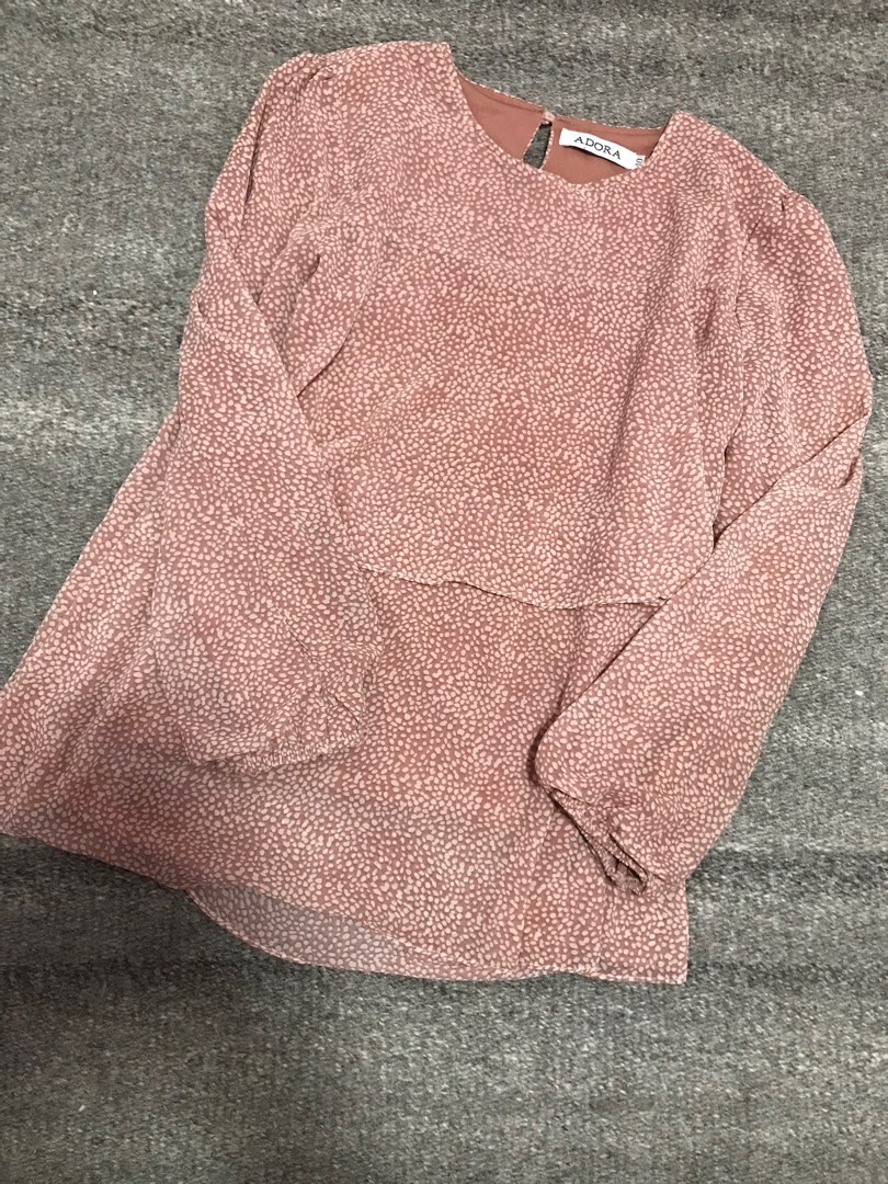 Adora salmon pink blouse, Women's Fashion, Tops, Blouses on Carousell