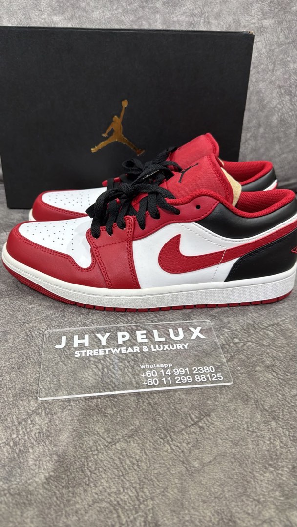 Authentic AJ1 Low Red Bulls UK7.5 NEW, Men's Fashion, Footwear ...