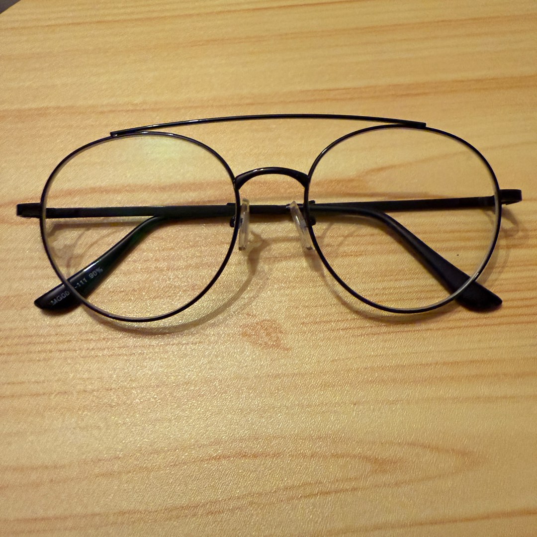 Aviator style clear black metal spectacles frame eyewear optical ...