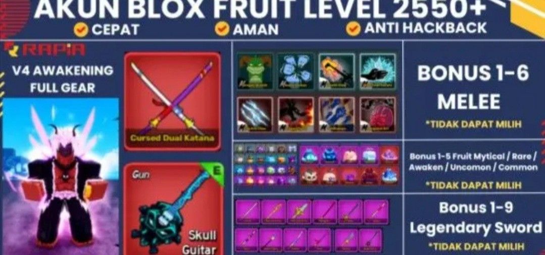 Blox Fruits Account RACE CYBORG V4 FULL GEAR (AWAKENING) Level MAX ...