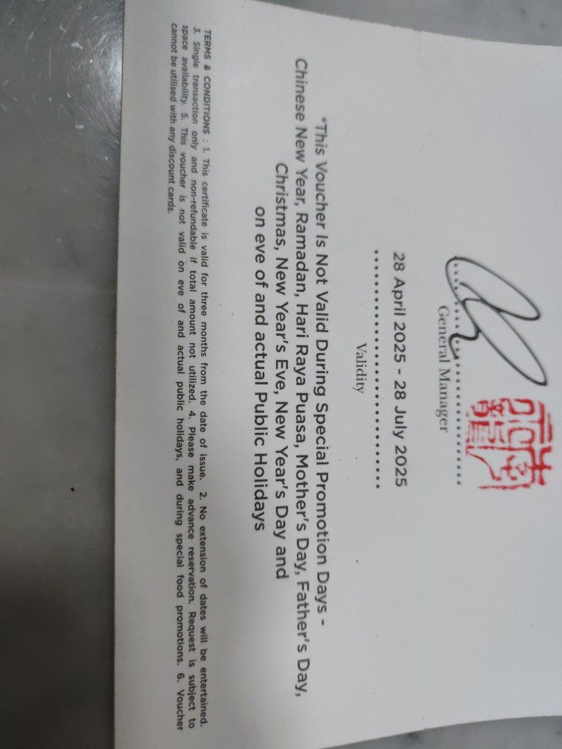 Concorde hotel buffet lunch voucher, Tickets & Vouchers, Vouchers on ...