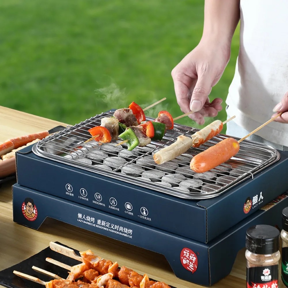 Disposable Grill, Portable Charcoal Grill Barbecue, Grilling Kit for ...