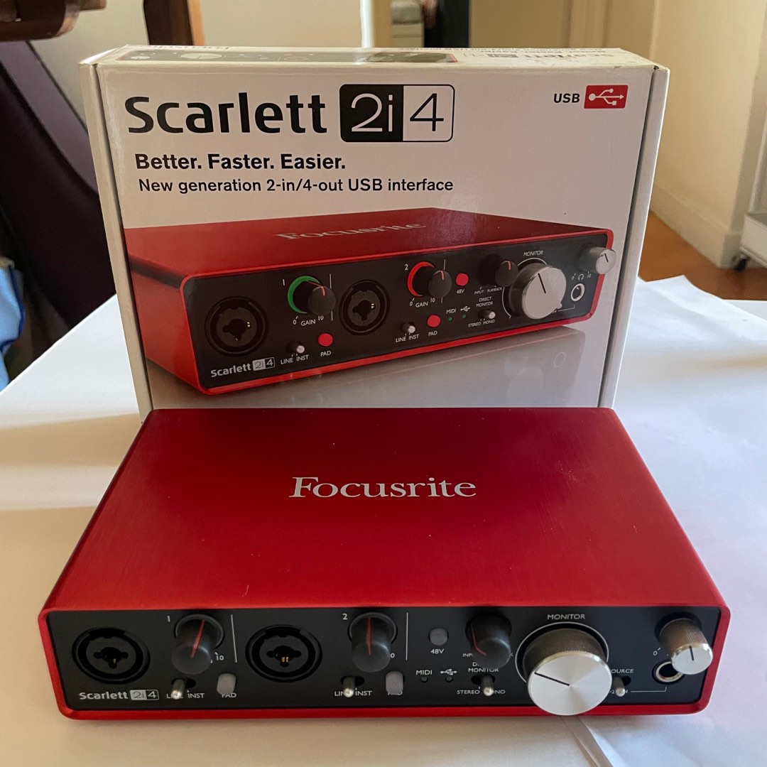 Focusrite Scarlett 2i4 Audio interface, 音響器材, 可攜式音響設備 - Carousell