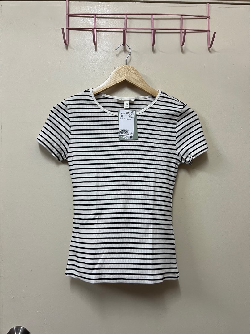 H&M RIBBED TOP, Women's Fashion, Tops, Shirts on Carousell