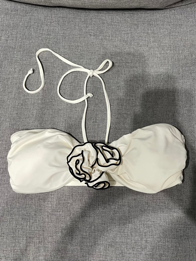 H&M White Flower Two-Piece Bra, Women's Fashion, Swimwear, Bikinis ...