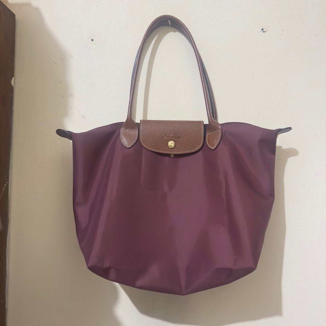 Longcham La Pliage MLH Burgundy, Fesyen Wanita, Tas & Dompet di Carousell