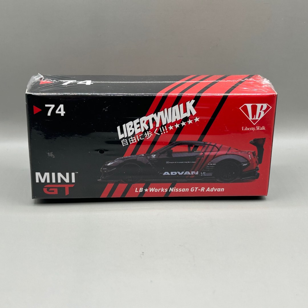 Mini GT #74 LB Works Nissan GT-R R34 Advan, Hobbies & Toys, Toys & Games on Carousell