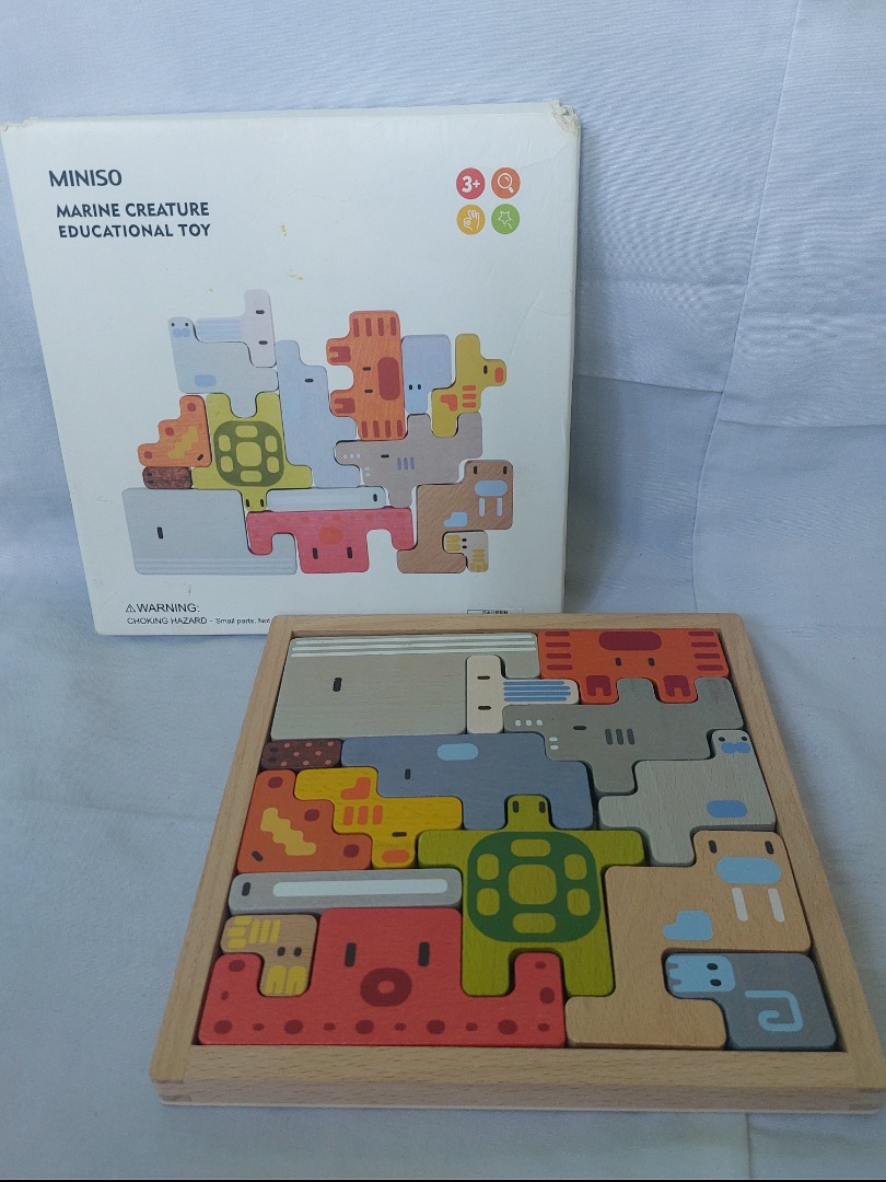 Miniso Marine Creature Educational Toy Wooden Building Blocks and ...
