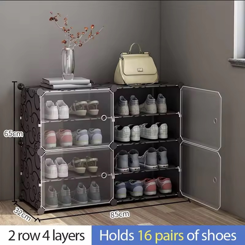 Modular Shoe Storage Cabinet | Transparent Door Shoe Rack | Multi Layer ...