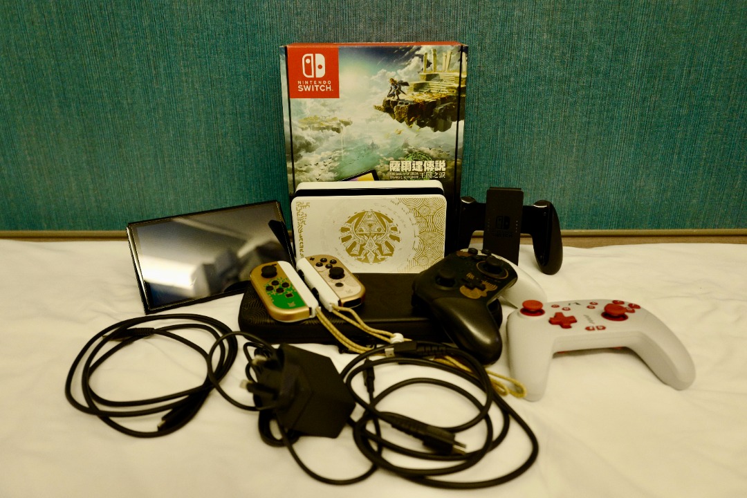 Nintendo Switch OLED + 1 TB microSD + Two Controllers + Carrying Case ...