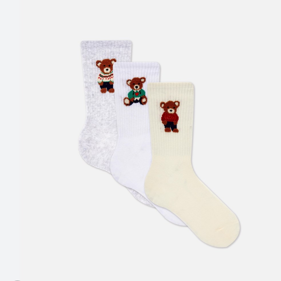 Primark Teddy Bear Crew Socks (3 Pairs), Women's Fashion, Watches ...