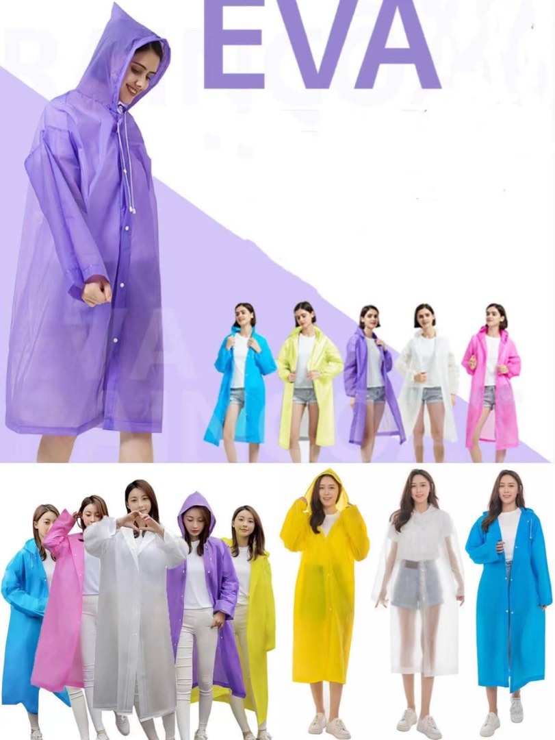 Qh general size Portable EVA Rain Coats Reusable Rain Poncho with Hood ...