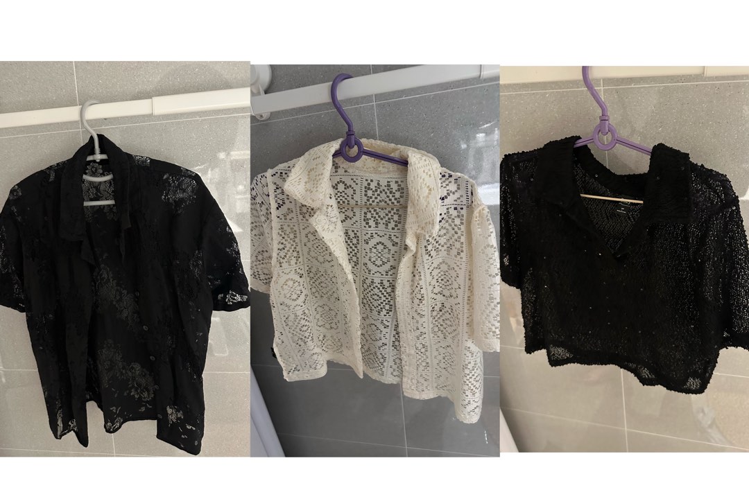 see through lace blouse, Women's Fashion, Tops, Blouses on Carousell