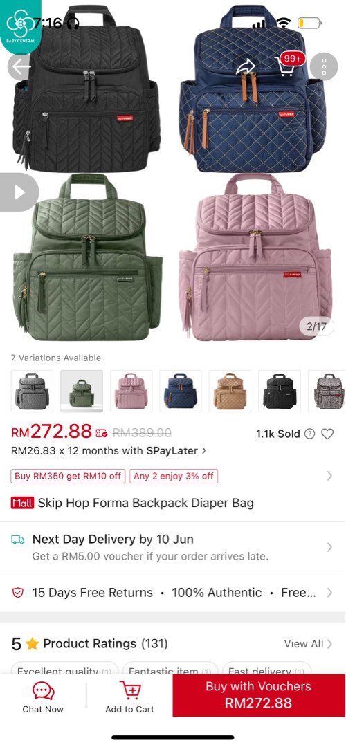 SKIP HOP FORMA BACKPACK Diaper Beg, Babies & Kids, Bathing & Changing ...