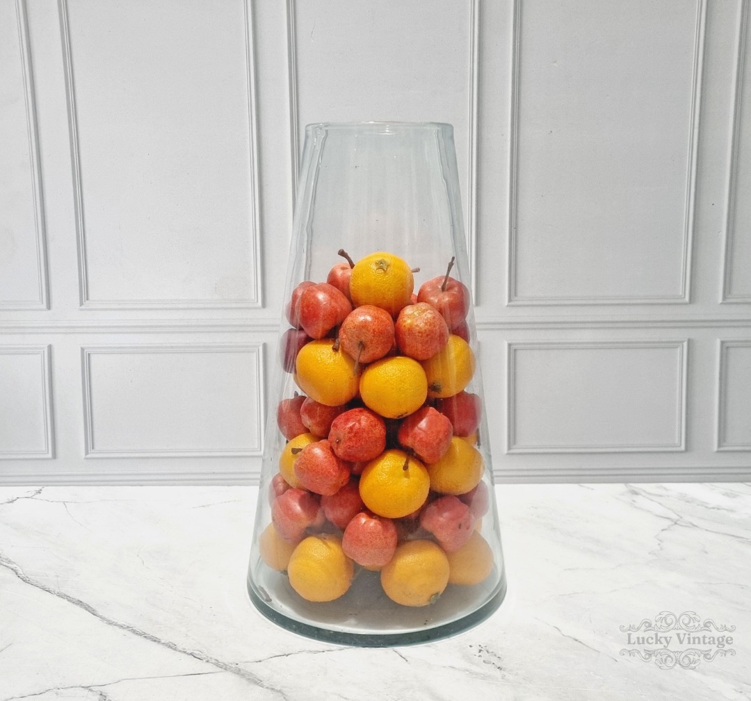 Vintage Vas With Apples Orange Mini Artificial Lawas, Antik, Pajangan ...