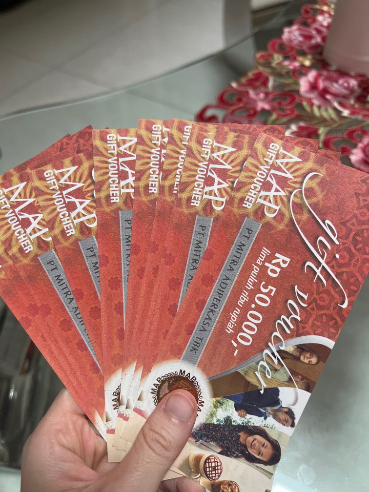 Voucher MAP @50.000 total 500.000, Tiket & Voucher, Kartu Hadiah ...