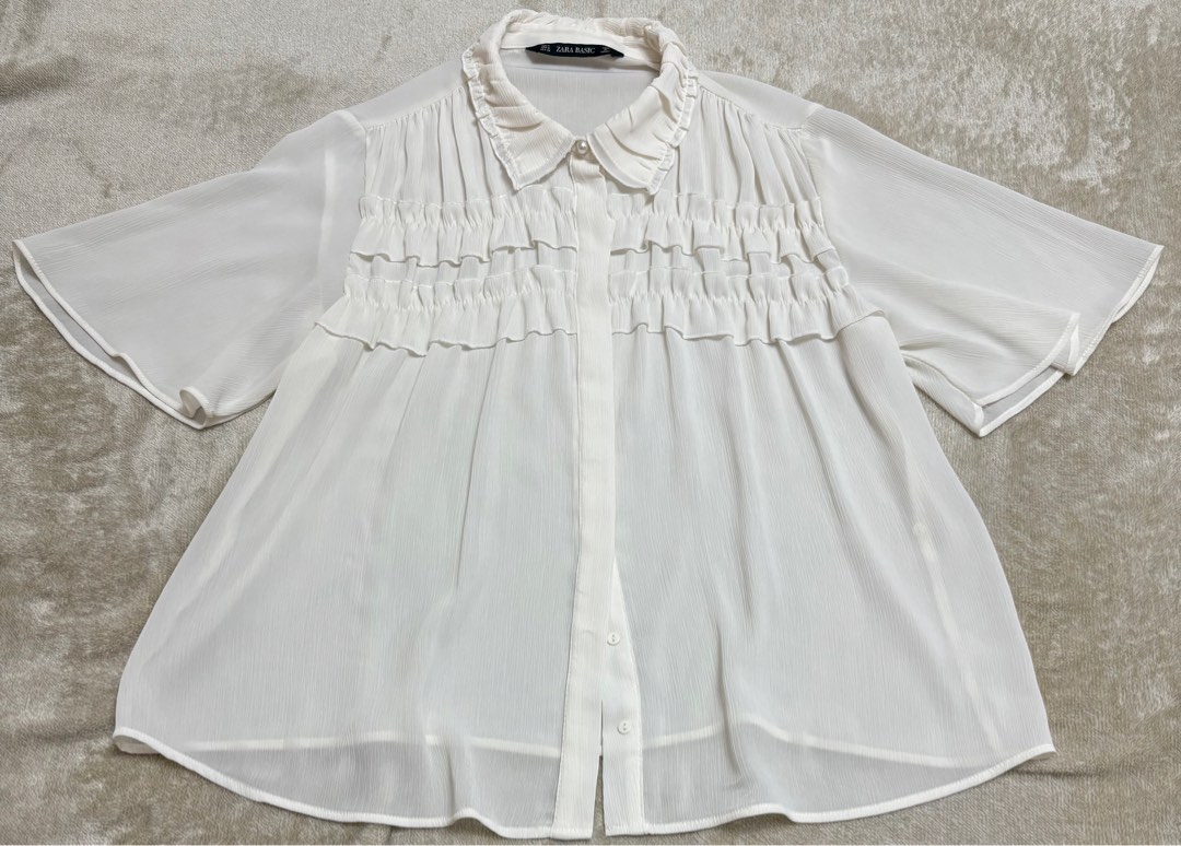 Zara Basic White Top, Women's Fashion, Tops, Blouses on Carousell