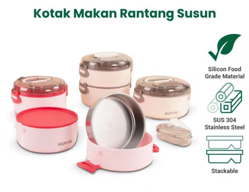 Baru Segel_ Kotak Makan Stainless 2 Susun 500/700ml - Lunch Box Dewasa ...